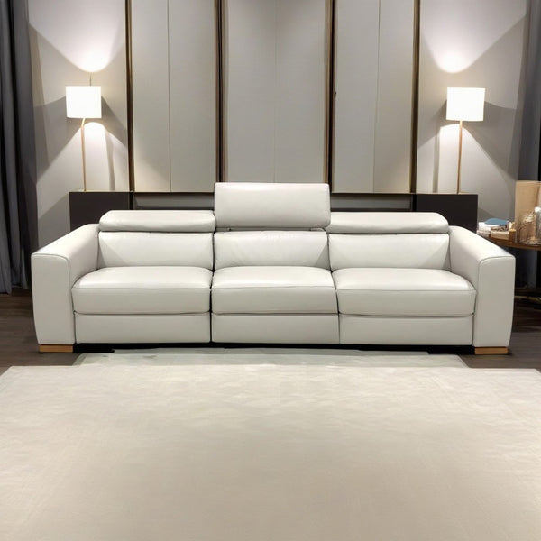 Sofá Reclinable 3 plazas Forza Natuzzi en piel Gris claro Natuzzi ...