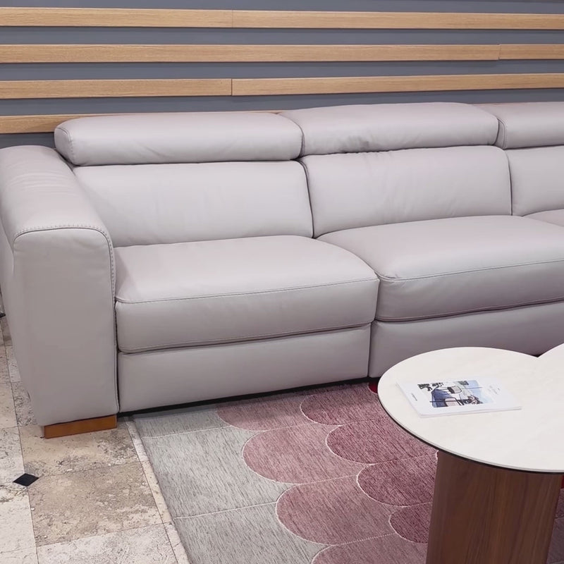 Sofá Reclinable 3 plazas Forza Natuzzi en piel Gris claro Natuzzi ...